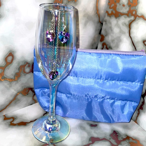 Accessories | 4pc Periwinkle Iridescent Set With Necklace Earrings ...